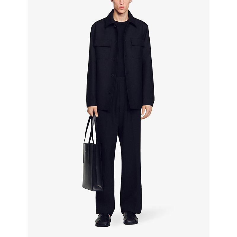 SANDRO Sandro Patch-Pocket Relaxed-Fit Woven Overshirt
